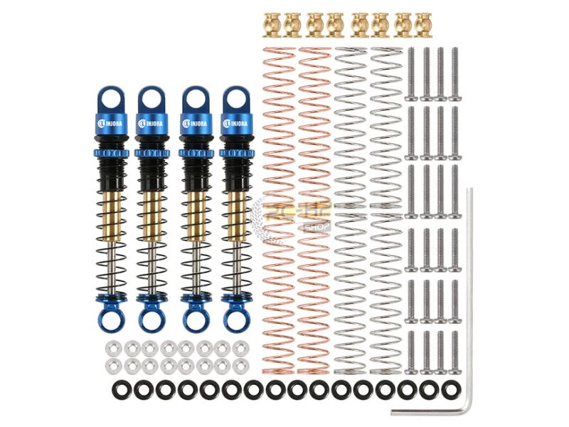 INJORA 43mm Aluminum Threaded Double Barrel Shocks Dampers for Axial SCX24 - 4pcs Blue - TRX4 ...