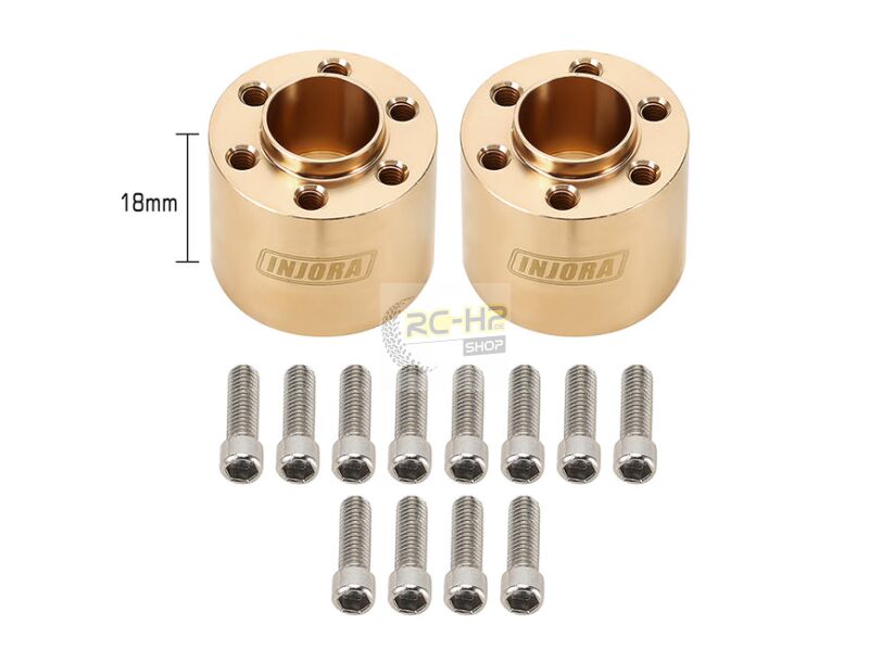 INJORA 12mm Heavy Brass Wheel Hex Hub Extenders Adapters for 1.9 2.2 Beadlock Wheel Rims 18mm ...