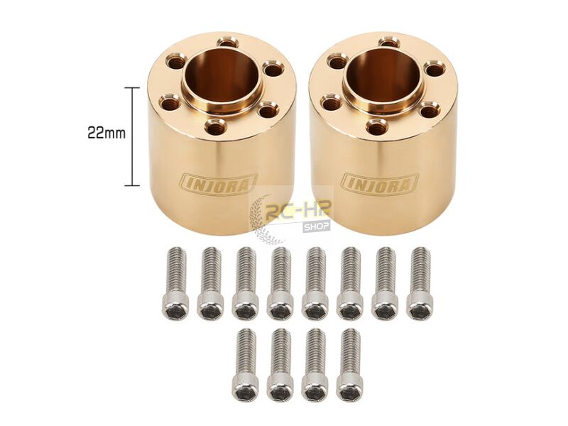 INJORA 12mm Heavy Brass Wheel Hex Hub Extenders Adapters for 1.9 2.2 Be ...