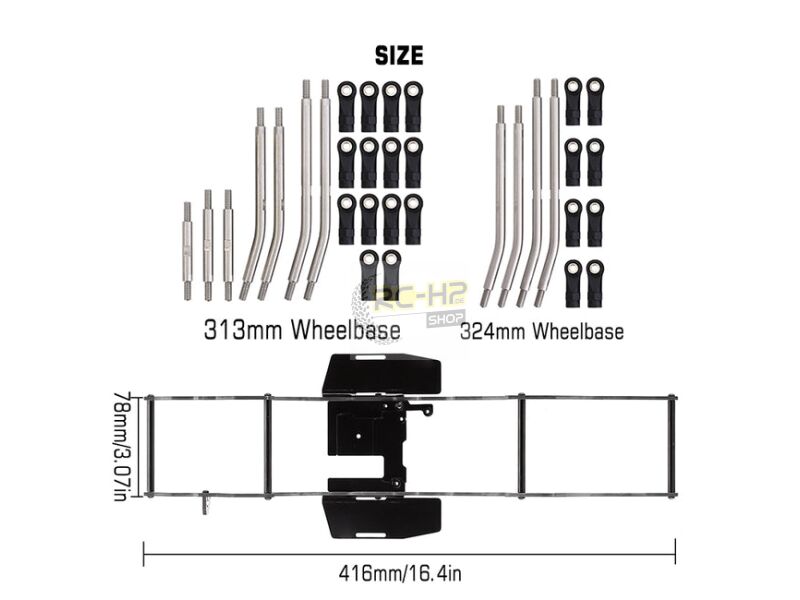 INJORA 313/324mm Wheelbase LCG Carbon Fiber Chassis Kit Frame Girder fo ...