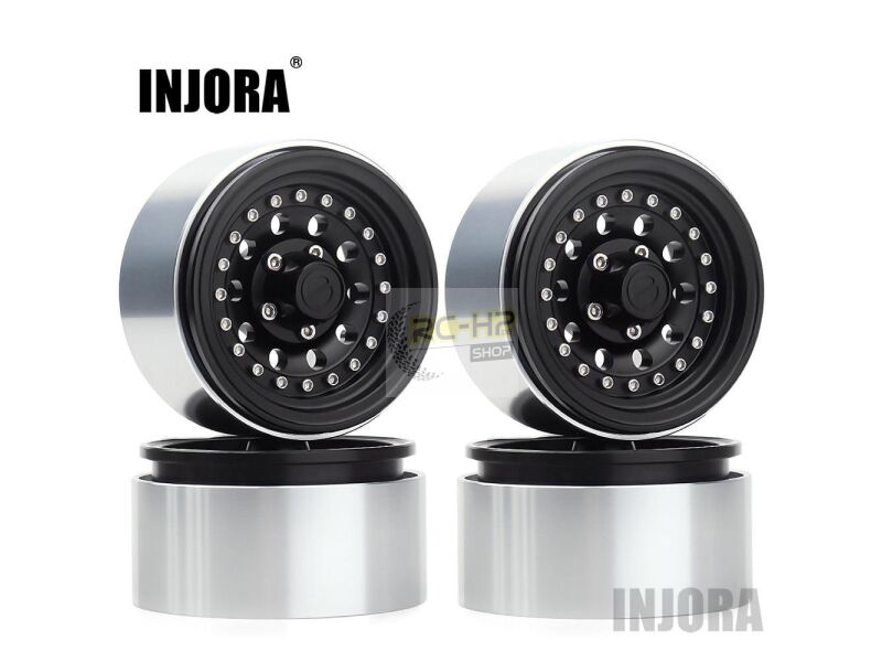 INJORA 4PCS 1.9" Black Aluminum Beadlock Wheel Rims For RC Crawler - Dl ...